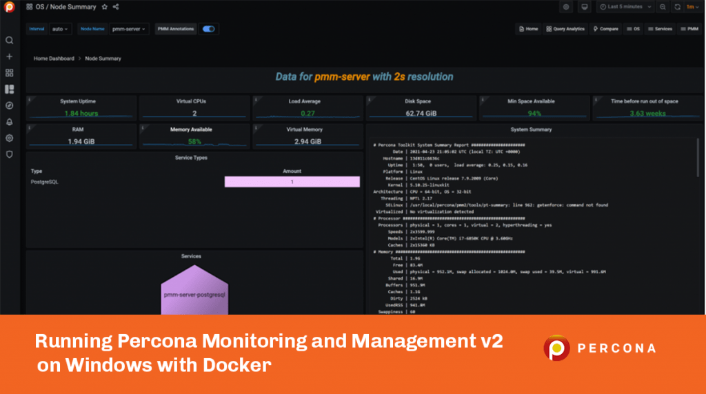 Running Percona Monitoring and Management v2 on Windows with Docker