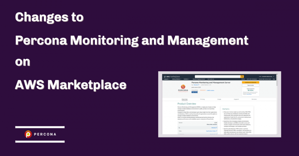 Changes to Percona Monitoring and Management on AWS Marketplace