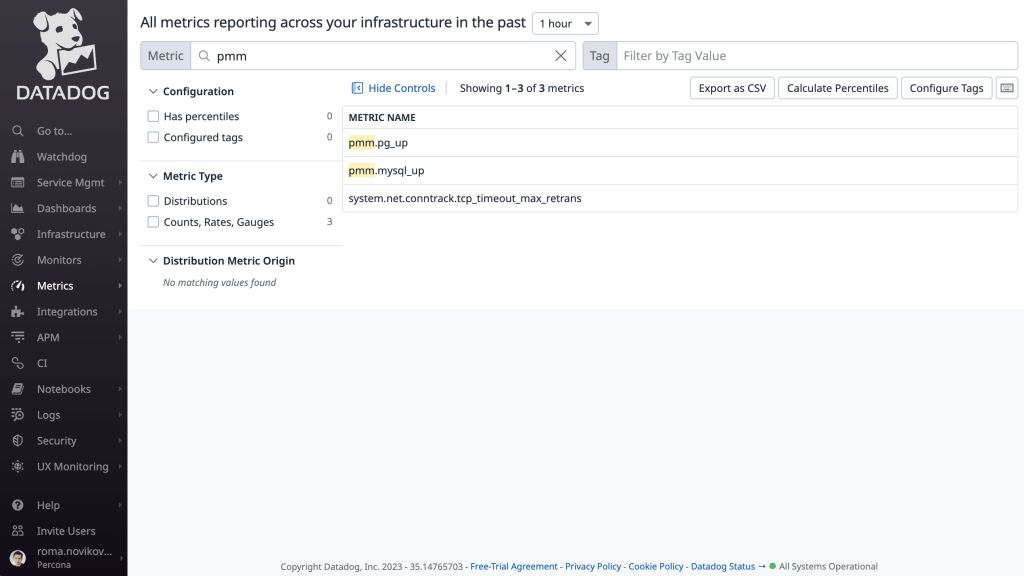 Percona Monitoring and Management and Datadog Integration