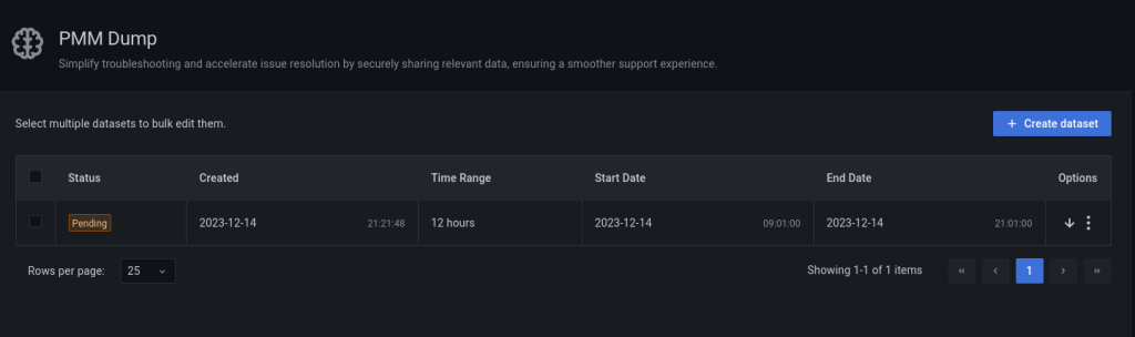 PMM Dump GUI in Percona Monitoring and Management 2.41.0