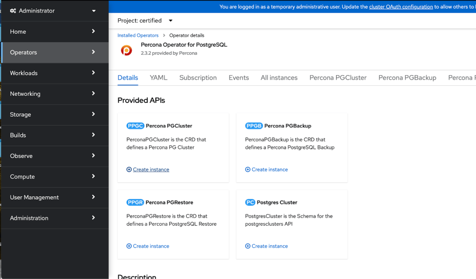 Percona Operator for PostgreSQL is Red Hat OpenShift Certified